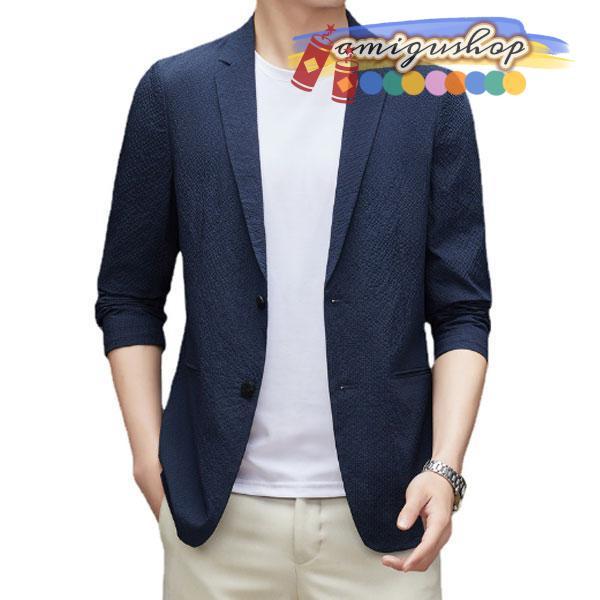 サマー テーラード ジャケット メンズ スーツ 薄手 軽量 ブレザー ビジネス 大きいサイズ カジュアルジャケット 春 夏 秋 爽快な着心地 清涼感 ロングシーズン