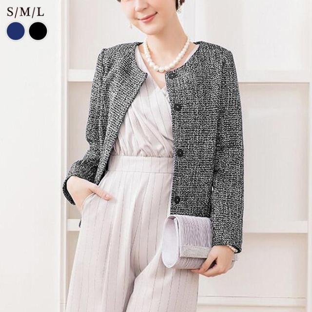 ボレロ レディース ジャケット 黒 紺 ツイード パーティー アウター スーツ お呼ばれ フォーマル 大人 S M L 20代 30代 40代 OL ママ 母 送料無料