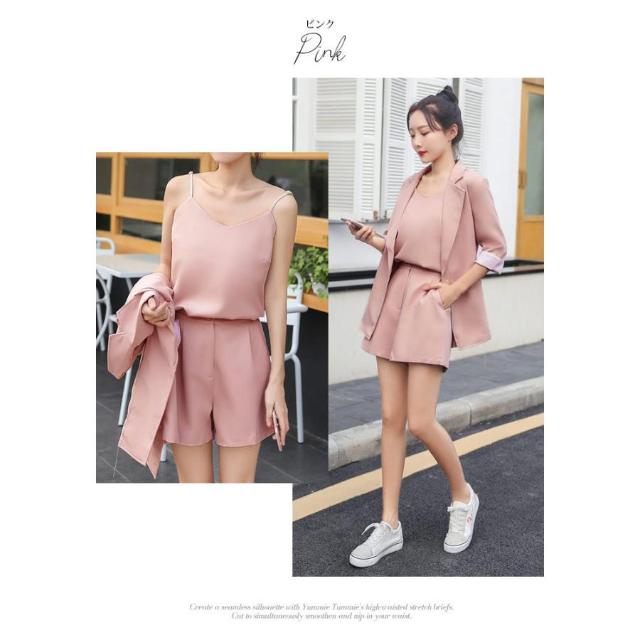 セットアップ レディース スーツ 春 夏 春夏 黒 ジャケット 3点セット