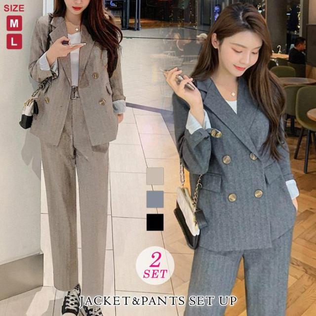 セットアップ レディース スーツ 春 夏 春夏 黒 ジャケット パンツスーツ 上下セット ブラック ベージュ グレー セレモニー フォーマル 20代 30代 送料無料