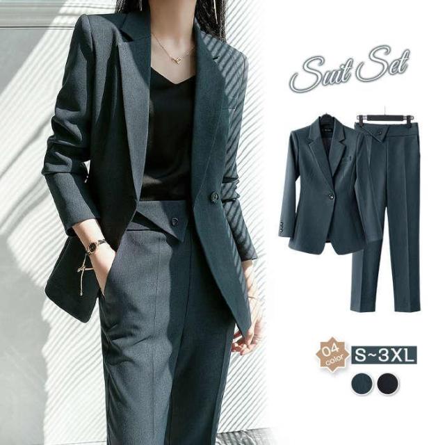 スーツ レディース セレモニースーツ スーツパンツ フォーマル セットアップ 春 秋 長袖 ロング丈 洗える ビジネス 通勤 おしゃれ 結婚式 入学式 卒業式 面接