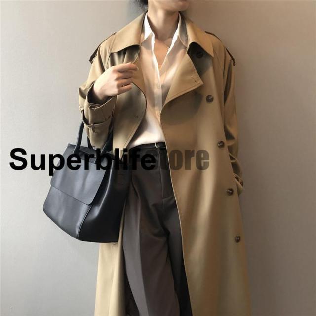 トレンチコート スプリングコート レディース 春 ロングコート 羽織り トレンチ アウター コート ロング丈 裏地付き デザイン ゆったり きれいめ スプリング