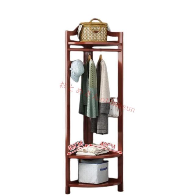 家具 収納 木製コートハンガー 棚付き 洋服掛け ラック 衣類収納 ハイタイプコートハンガーコーナーハンガーラック?コートハンガークローゼット 寝室 玄関 衣類