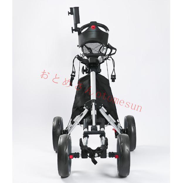 ゴルフプッシュカート ゴルフ用カート プッシュプルゴルフカート 4輪折りたたみ式ゴルフトロリー、ドリンクボトル付き開閉が簡単 アルミ合金製 練習収納手引きゴ