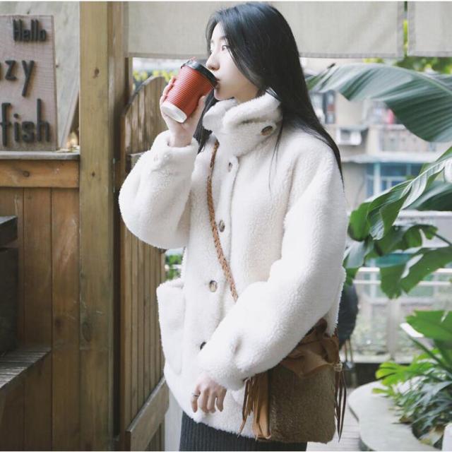 ボアコート ムートンコート レディース 秋冬 ミドル丈 ウール ファー ボアブルゾン もこもこ ビッグシルエット ゆったり ボアジャケット 防寒 暖か 体型カバー