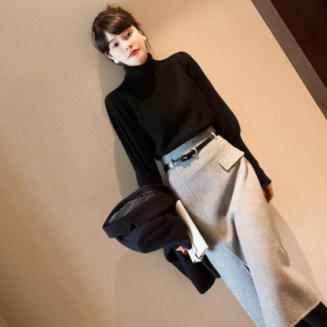 スカート セットアップ 2点セット レディース 上下セット タイトスカート ロング丈 秋 冬 長袖 ニットセーター Aライン オシャレ オフィス