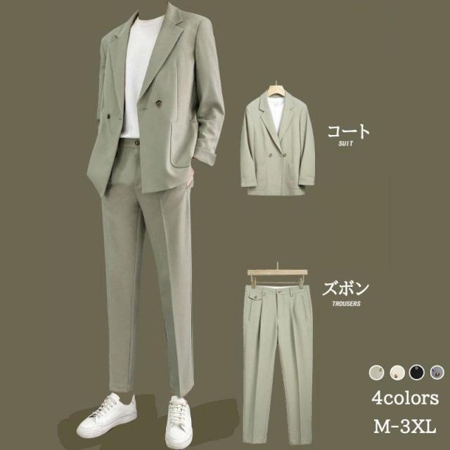 カジュアルスーツ メンズ セットアップ メンズ ゆったり 長袖 上下セット 2点セット テーラード 韓国 ファッション 秋冬 冬 春 モード系 パーティー カジュアル