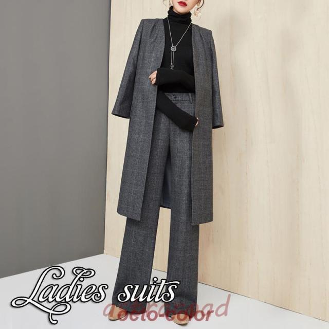 卒業式 スーツ 母 セットアップ レディース 春 ブレザー ワイドパンツ 服 ジャケット 秋 冬 ハイウエスト ウエストゴム おしゃれ 長袖 通勤 OL