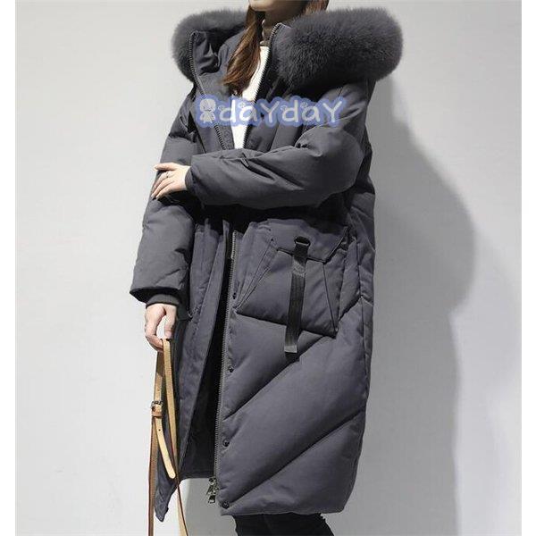 ダウンコート レディース ダウンジャケット ロング アウター 痩せ着 冬 フード付き ロングダウンコート ファー 2021