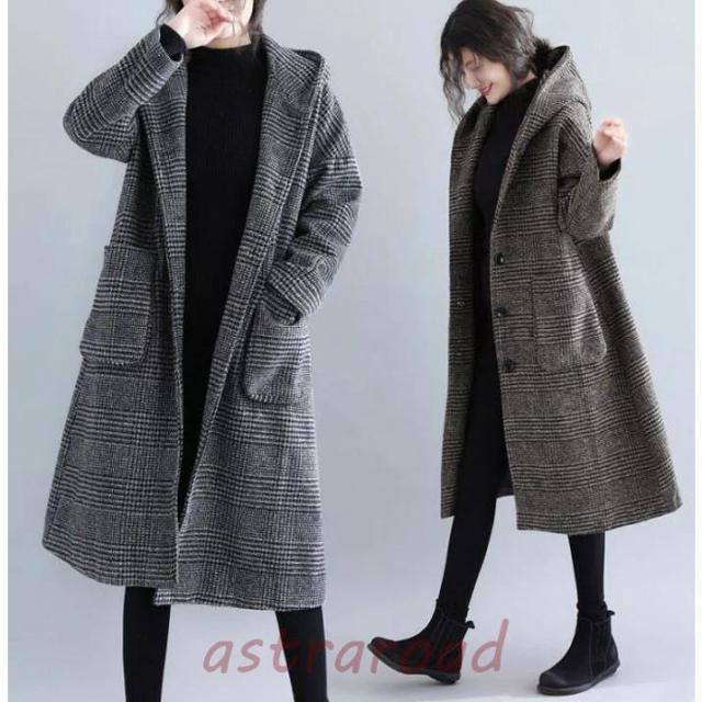 ロングコート ダッフルコート トレンチフードレディース トップス 大きいサイズ フード付き 体型カバー ゆったり 冬アウター コート 防寒 綿 着痩せ 通勤