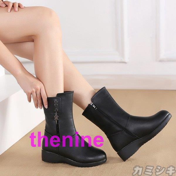 ショートブーツ レディース ブーツ ンブーツ スノーブーツローヒール 厚底 防寒 防滑 滑らない PU革 防水 保温 滑り止め 秋冬 40代 50代