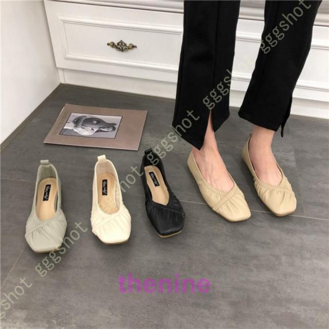パンプス バレエシューズ フラット 無地 スクエアトゥ レディース 軽量 バレーシューズ 女性 ぺたんこ ソフトレザー 歩きやすい シンプル 疲れにくい