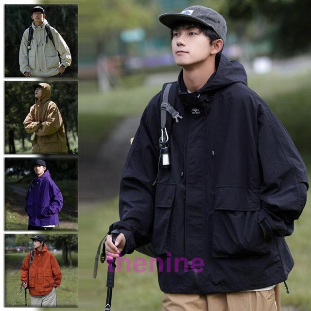 メンズ ジャケット マウンテンパーカー 登山する 無地 アウター 通気性 カジュアルな アウトドア シンプル コート アウトドア 日よけ 撥水