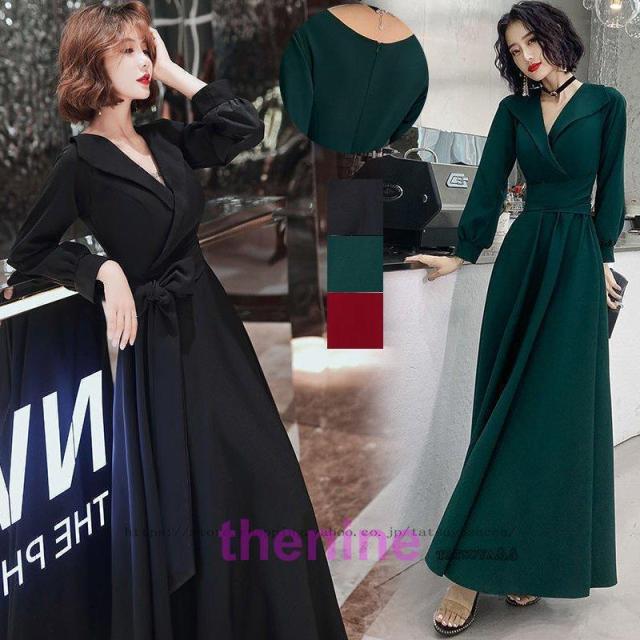 パーティードレス ロング丈 大きいサイズ 結婚式 袖あり マキシ レース チュール お呼ばれ ワンピース オールインワン お呼ばれ ウエストリボン