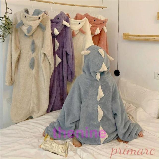 着ぐるみパジャマレディース大人用春ルームウェア恐竜モコモコ動物女子会ルームウェア冬ワンピース寝巻きガウン怪獣着ぐるみ風前開