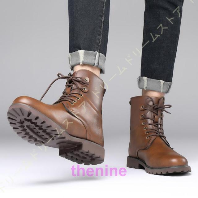 ショートブーツ バイクシューズ ビンテージ ライダーブーツ メンズ サイドジッパー レースアップ ソフトクッション バイク用品 事務所履き 超繊維 立ち仕事