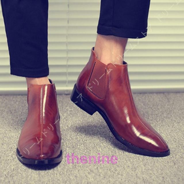 サイドゴアブーツ メンズ 本革 シューズ ショートブーツ チェルシーブーツ 履きやすい メンズブーツ ビジネスシューズ 革靴 プレーントゥ フォーマル 紳士靴