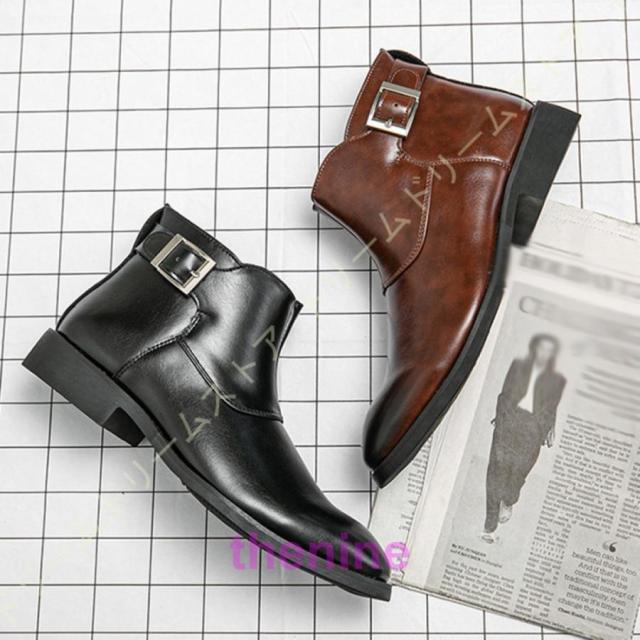 チェルシーブーツ メンズ ショートブーツ 大きいサイズ サイドジップ 大きいサイズ 革靴 カジュアル ハイカット 軽量 耐摩耗性 レザー ビジネス エンジニア