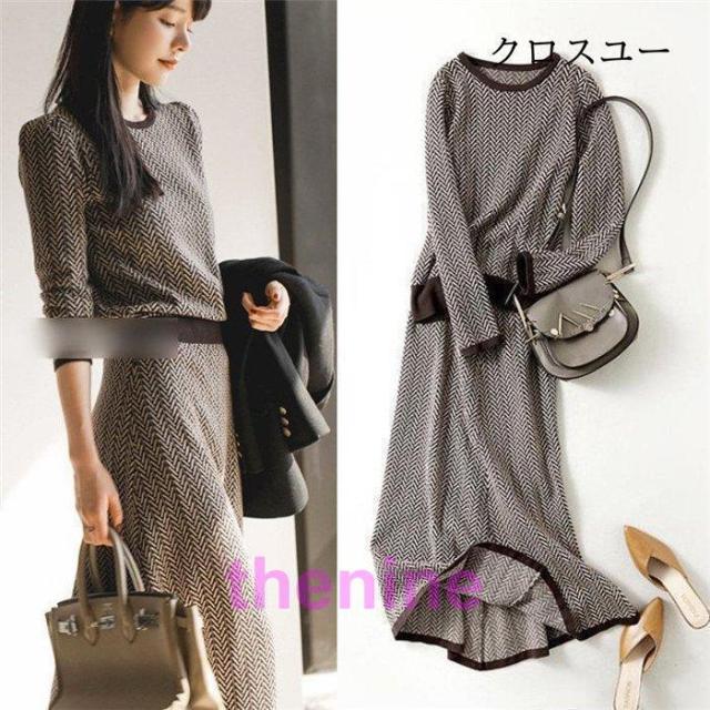 ニットセットアップ レディース秋冬 長袖 ニットトップス タイトスカート セットアップ オシャレワンピース 着痩せ 上品 通勤 入学式 卒業式 30代