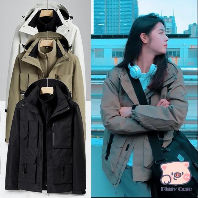 マウンテンパーカー+フリースジャケット メンズ レディース アウトドアウェア 防寒 防風 ジャケット