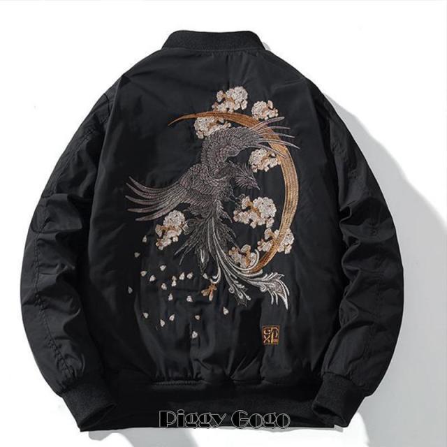 スカジャン メンズ 刺繍 ジャケット ブルゾン 花柄 鳳凰 ma-1 男女兼用 秋物 スタジャン ライトアウター フライトジャケット ビッグシルエット