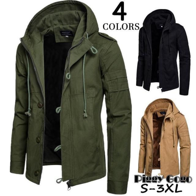 ジャケット ミリタリージャケット フードジャケット 防風 ジャンバー ブルゾン アウトドア マウンテンパーカー メンズ