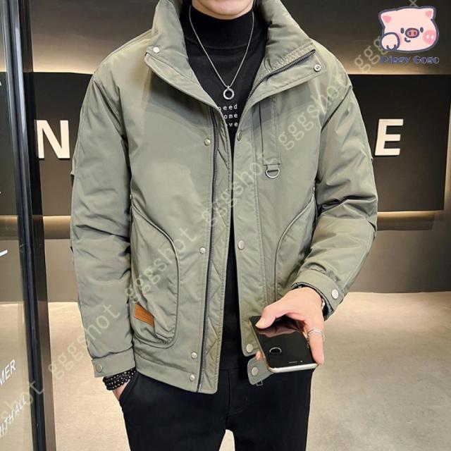 アウター 中綿コート 秋冬 防寒 ジャンパー 無地 あったか ミディアム丈 ショートジャケット 暖かい メンズ 冬 おしゃれ カジュアル 防風 ダウンジャケット