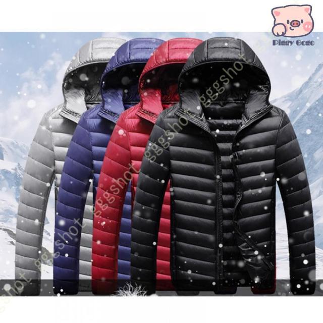 ダウンジャケット コート メンズ フード付き 光沢 中綿ジャケット 厚手 フード付き 無地 中綿 防寒 大きいサイズ ダウンコート 秋 冬 暖かい 防風 アウトドア