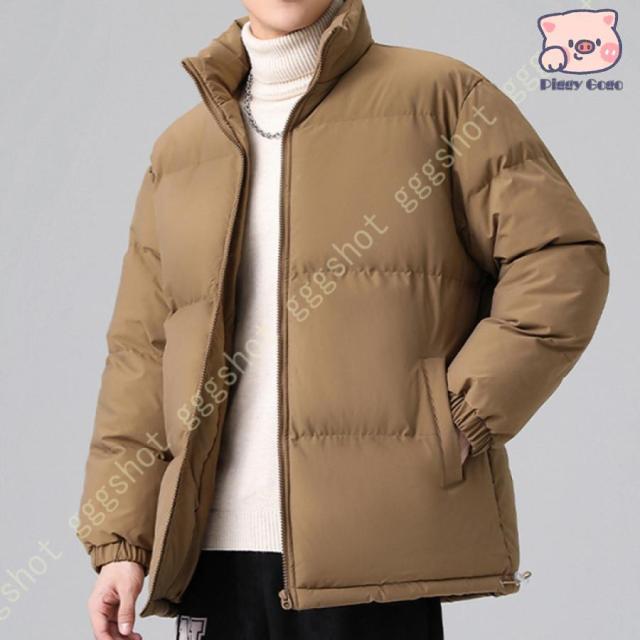 メンズ 中綿ジャケット ダウンジャケット ショート丈 立ち襟 ジャンパー アウター カジュアル 暖かい カップル 厚手 ハイネック ポケット付き ボリューム 防寒