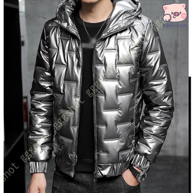 ダウンコート メンズ エナメル 中綿ジャケット ショートコート 冬 無地 ダウンジャケット 防風 防寒 撥水 保温 カジュアル 秋 アウトドア スリム おしゃれ