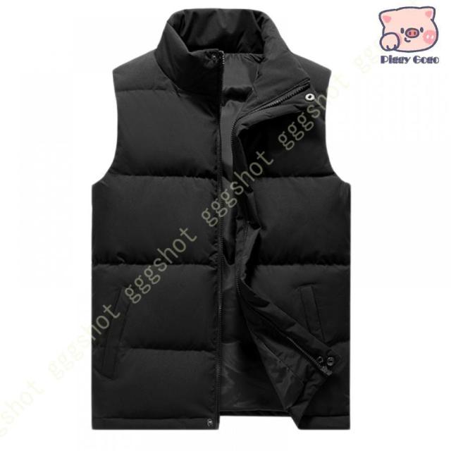 ダウンベスト メンズ 中綿ベスト 防寒コート 秋 冬 春 防風 アウトドア スタンドカラー シンプル 黒 アウター ジップアップ ポケット付き 袖なし ジャケット