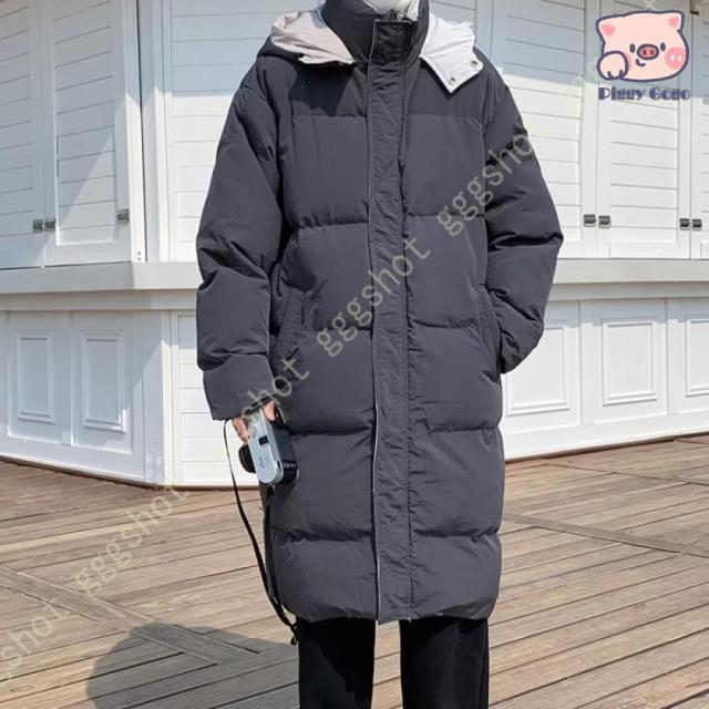 中綿コート 中綿ジャケット ダウンジャケット メンズ 中綿 フード付き ジャケット ロング丈 厚手 ダウンコート アウター ファスナー 秋 冬 防寒 防風 紳士用