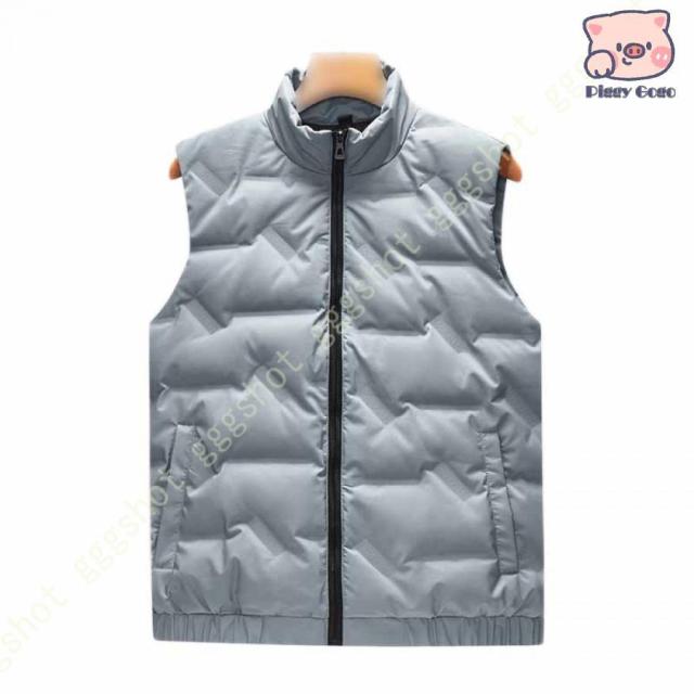 メンズ ダウンベスト 中綿ベスト ダウンジャケット コート ベスト トップス ショート丈 光沢感 おしゃれ 厚手 軽量 防寒 防風 秋冬 袖なし 立ち襟