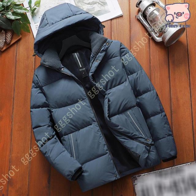 ダウンジャケット 軽量 暖かい ダックダウン ボリュームフード 中綿ダウン ジャケット 秋冬 フード ブルゾン ダウンジャケット メンズ 無地