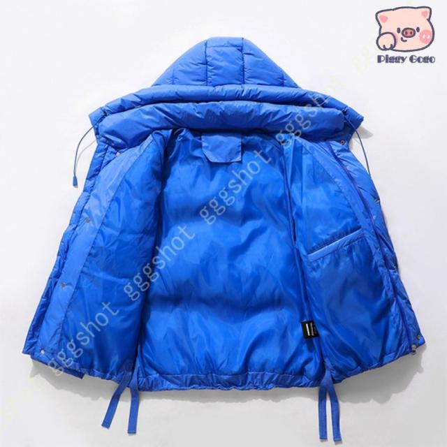 ダウンジャケット メンズ ショート丈 ダウンコート 厚手 冬 フード付き 光沢感 防風 保温性 綿入り ダウン 中綿ジャケット 秋冬 シンプル 男性用 おしゃれ