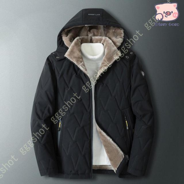 メンズ 中綿ダウンジャケット ショットコート アウター 外套 ブルゾン ジャンパー ショート丈 キルティング フード付き 防寒着 裏ボア カジュアル 秋 冬