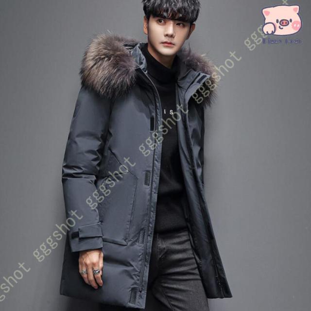 中綿コート ロングコート ハーフ丈コート アウター ファーフード 綿服 秋冬 カジュアル ハーフ丈 男性 紳士服 ウエア 保温 防風防寒 無地 中綿ジャケット