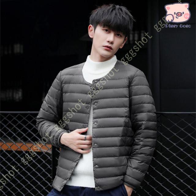 ダウンジャケット ダウンコート 中綿 ダウン コート ジャケット 撥水 メンズ ブラック レッド ネイビー 黒 赤 紺 冬 防寒 アウトドア 暖かい クルーネック