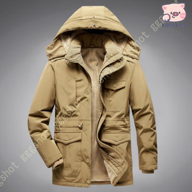 メンズ 作業服 防寒着 防寒コート 裏ボアコート 秋冬 ブルゾン ジャンパー フード 着脱 モッズコート 大きいサイズ ファー ジップアップ アウター フード付き