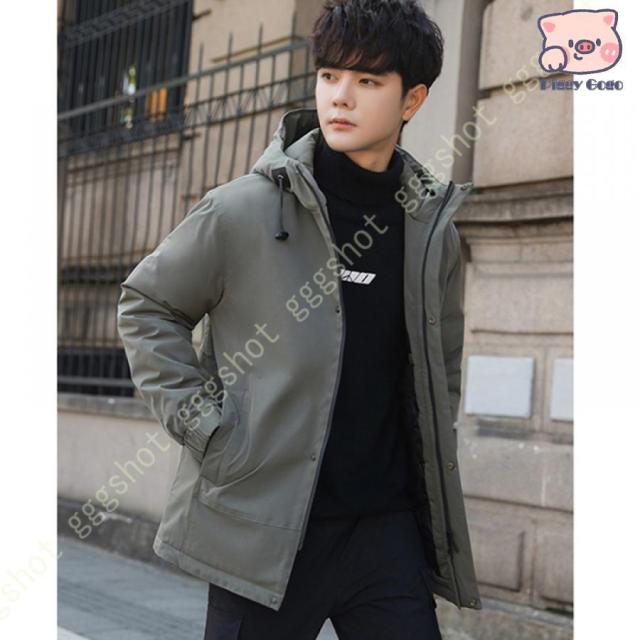 ショートダウンコート メンズ ダウン コート フード付き 大きいサイズ 光沢感 アウター ダウンジャケット お洒落 男性 メンズコート ダウンコート 普段着