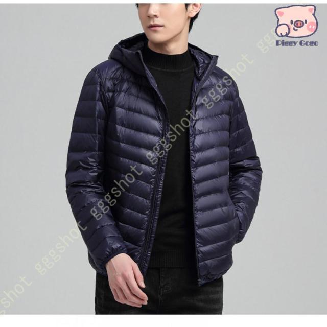 ダウンジャケット メンズ ダウンコート 中綿 ライトダウンジャケット 軽量 防寒 防風 ファッション フード付き トップス 防寒対策 無地 アウター 薄手 お洒落