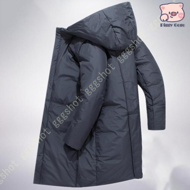 ダウンジャケット メンズ 軽量 ダウンコート アウター 中綿 フード付き ボリュームネック 暖かい ロングコート 秋 冬 登山 ビジネス カジュアル アウトドア