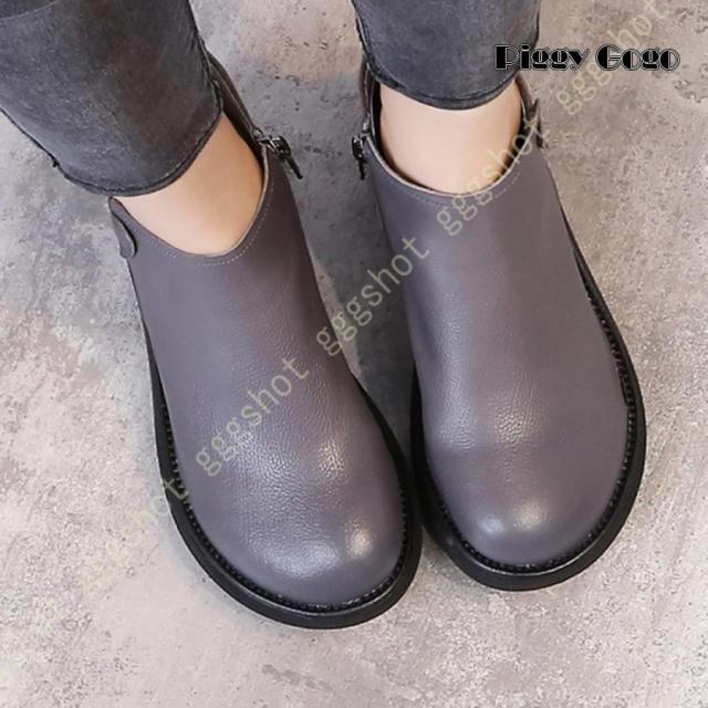 ブーツ レディース ショートブーツウェッジソール 本革 ブーティー ジッパー ファッション ショートブーツ ローヒール 大きいサイズ ファスナー 厚底ブーツ