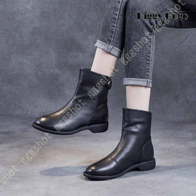 ブーツ レディース 本革 ショートブーツ 黒 茶色 フラット 大きいサイズ 小さいサイズ 歩きやすい センターシーム ソフトレザー 柔らかい ローヒール 疲れない