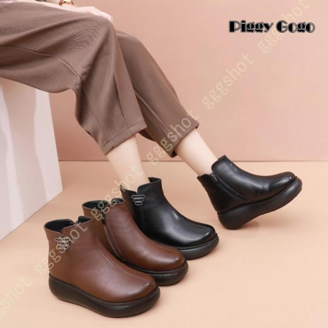 ブーツ レディース 本革 ショートブーツ ヒール 厚底 プラットフォーム ローヒール おしゃれ 美脚 幅広 履きやすい 歩きやすい 秋冬靴 ブーティー