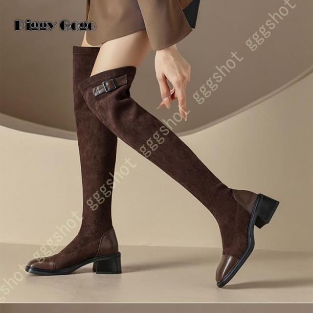 ニーハイブーツ フラット ロングブーツ レディース ブーツ 袴ブーツ スエード ジョッキーブーツ きれいめ ぺたんこ ロング丈 ローヒール