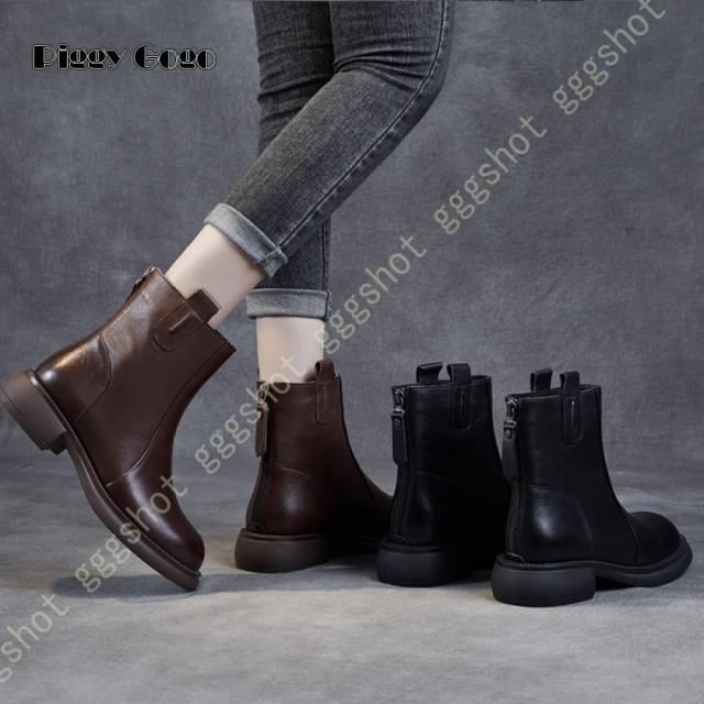 レディースショートブーツ ショートブーツ 本革 柔らかい 秋冬靴 厚底 美脚 カジュアル 大きいサイズ プラットヒール レディース 歩きやすい アンクルブーツ