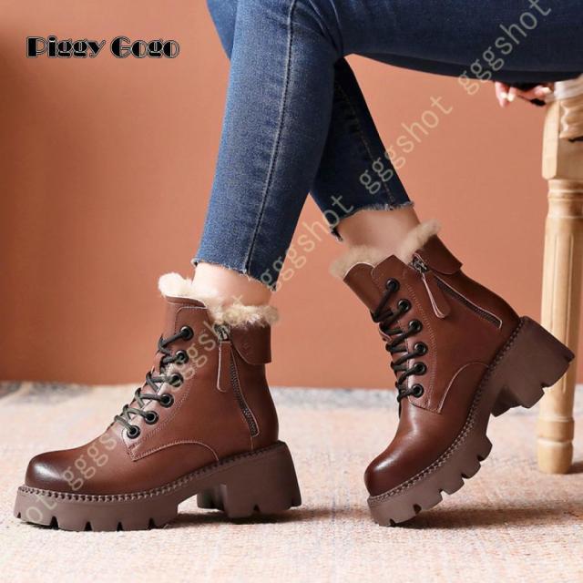 レディース ショートブーツ 本革 サイドジップ 厚底 太ヒール 6cm 美脚 オシャレ おしゃれ ショート丈 ダブルジップ レースアップブーツ 歩きやすい