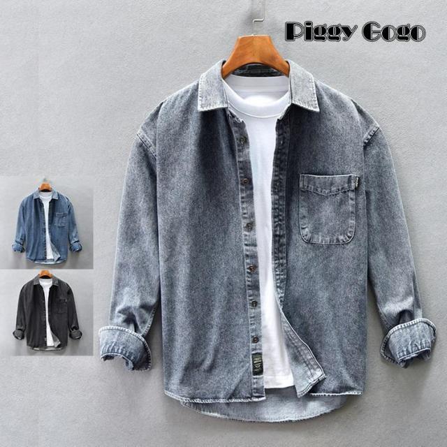 ダンガリーシャツ メンズ デニムシャツ カジュアルシャツ トップス 長袖 デニム ゆったり ウォッシュ