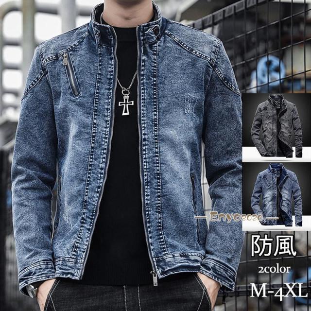 デニムジャケット メンズ ジージャン Gジャン ライターズジャケット ジップアップ ストレッチ アウター ブルゾン ヴィンテージ 防風 秋 かっこいい